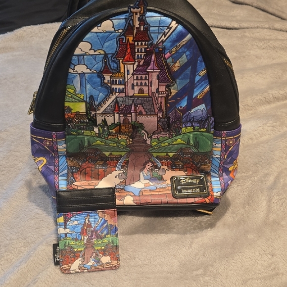 Loungefly | Bags | Loungefly Disney Castle Backpack Black Blue Purple ...